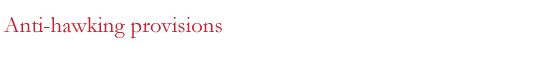 Induction: FRSA overview - Anti-hawking provisions - 1